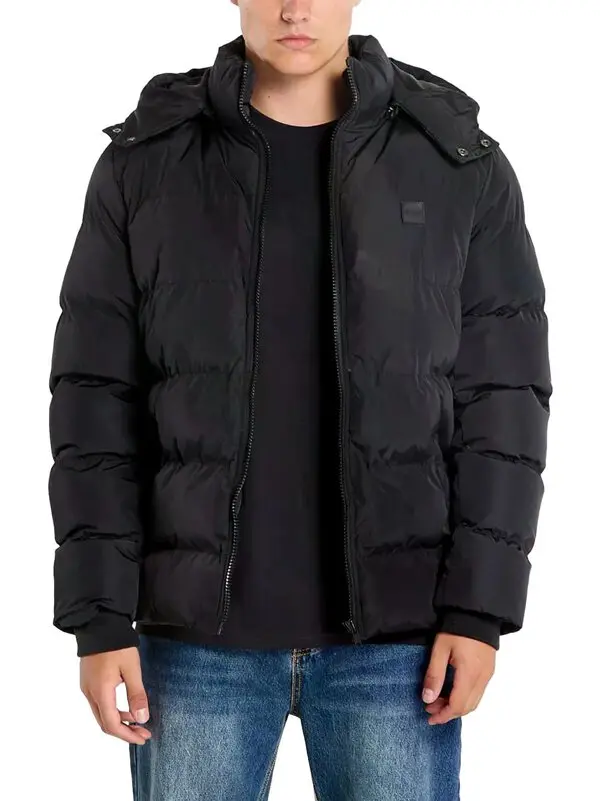 URBAN CLASSICS Logo Patch Padded Jacket - Black