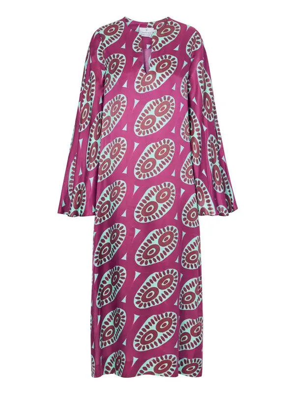 Themis Z Selene Printed Silk-blend Satin Kaftan - Multi