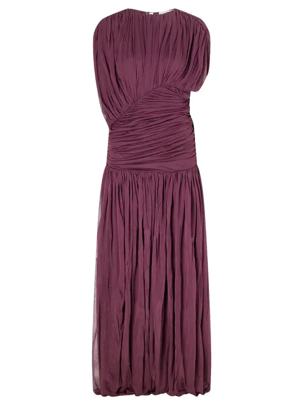 Tove Gathered Chiffon Gown - Burgundy