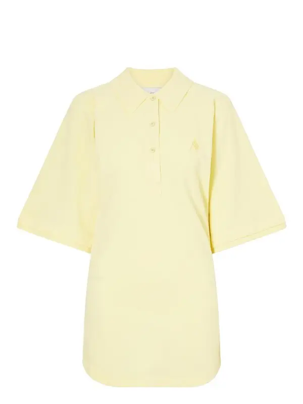 Attico Logo-embroidered Cotton-piqué Mini Dress - Yellow