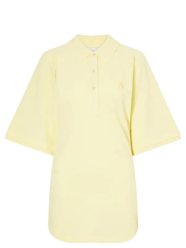 Attico Logo-embroidered Cotton-piqué Mini Dress - Yellow