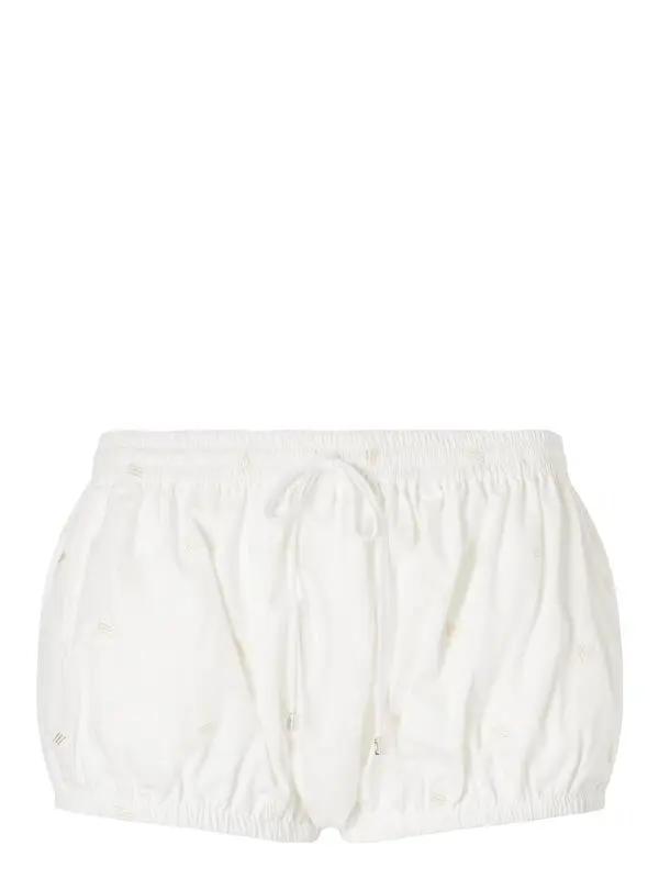Attico Embroidered Cotton-blend Balloon Shorts - White