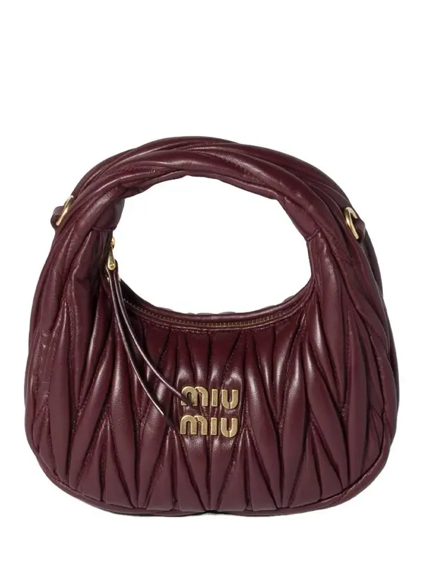 Miu Miu Wander Matelassé Nappa Leather Hobo Mini Bag - Burgundy