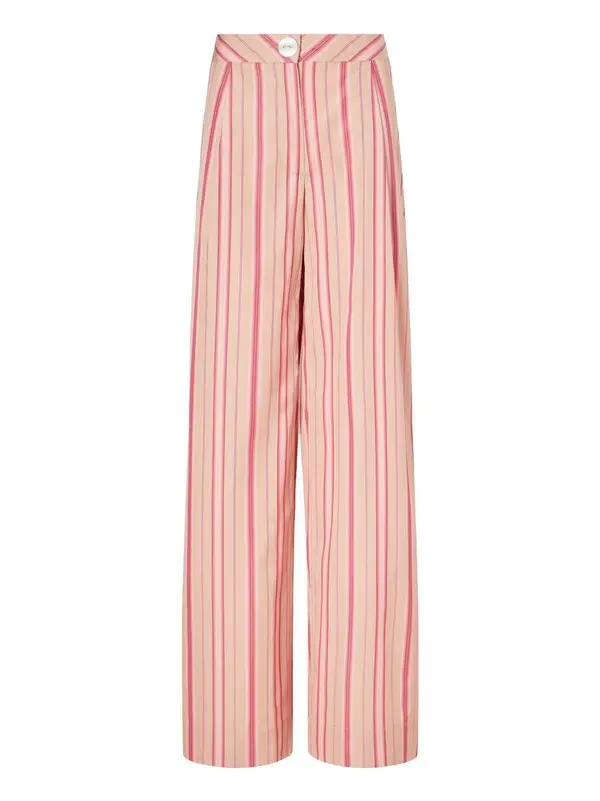 Thierry Colson Loulou Striped Cotton-poplin Wide-leg Pants - Pink