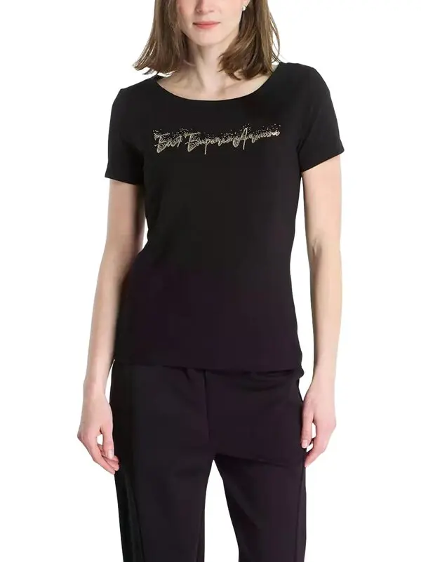EA7 Emporio Armani Rhinestone Embellished T-shirt - Black