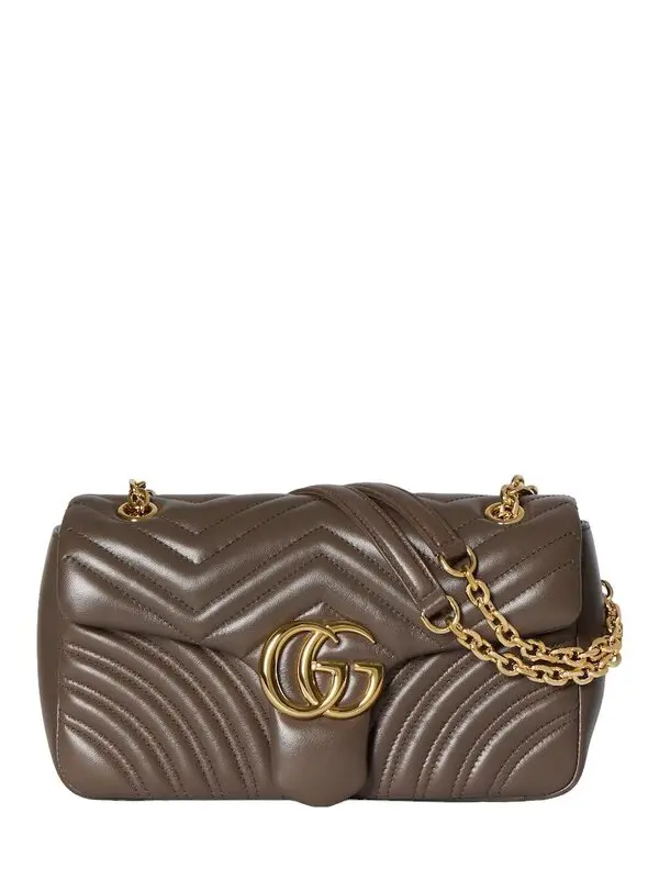 Gucci Gg Marmont Medium Shoulder Bag In Leather - Brown