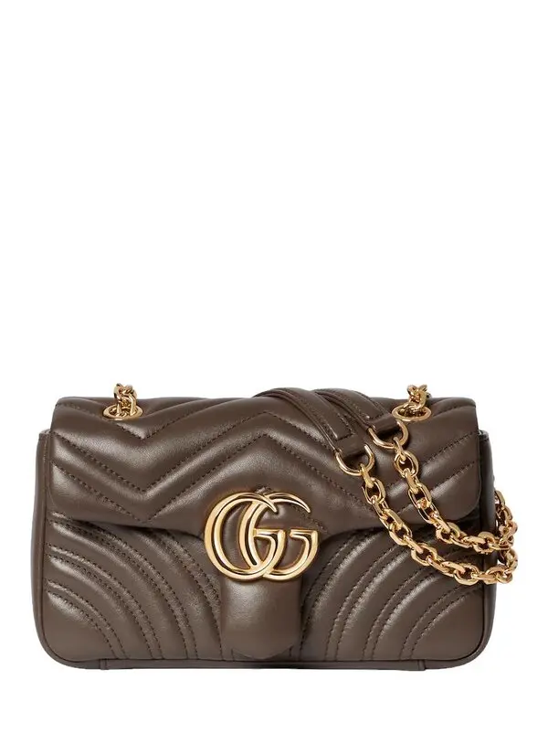 Gucci Gg Marmont Small Shoulder Bag In Leather - Brown