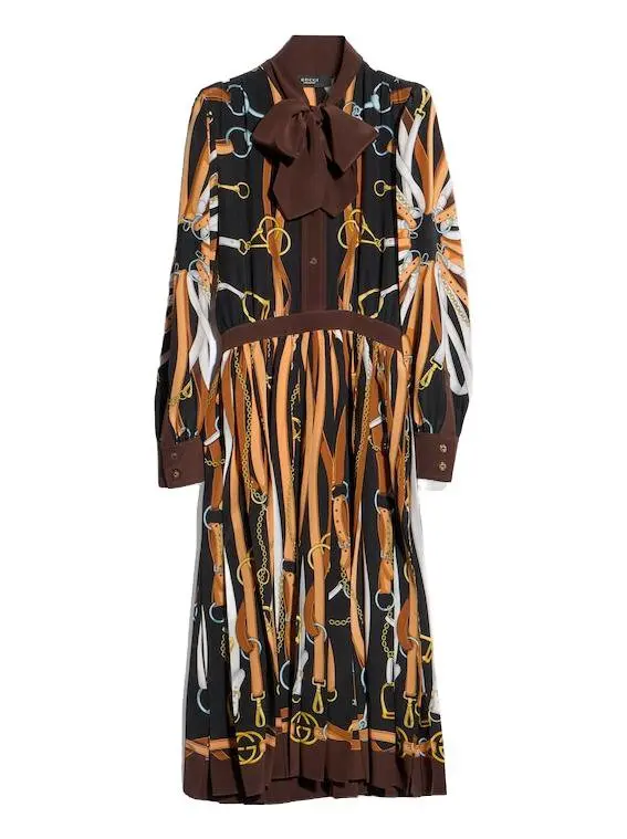 Gucci Printed Silk Chemisier Dress - Black