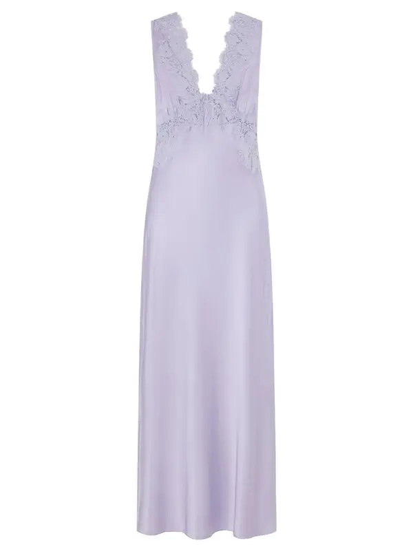 Rixo Lysandra Lace-trimmed Satin Maxi Dress - Blue