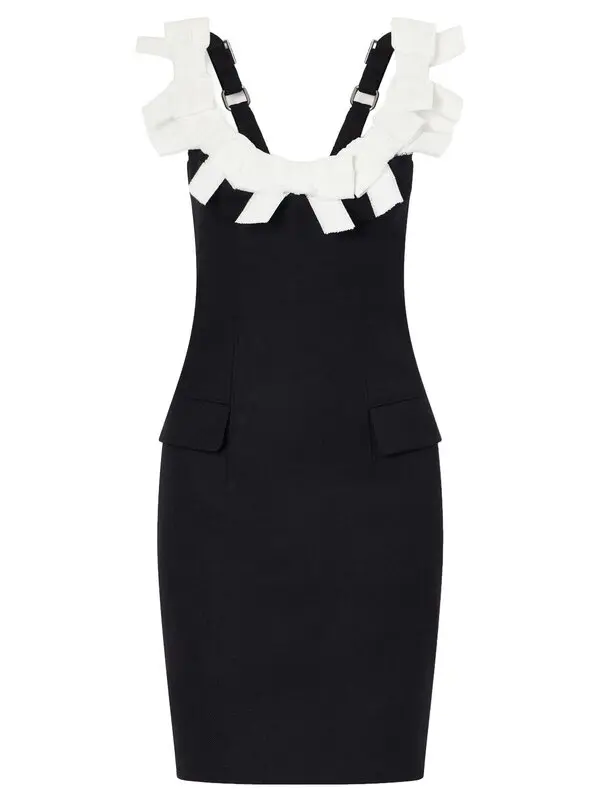 SHUSHU/TONG Bow-detailed Grain De Poudre Mini Dress - Navy