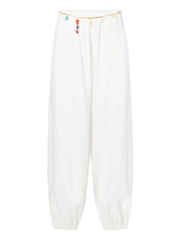 Stella McCartney Embellished Cotton-crepe Wide-leg Pants - White