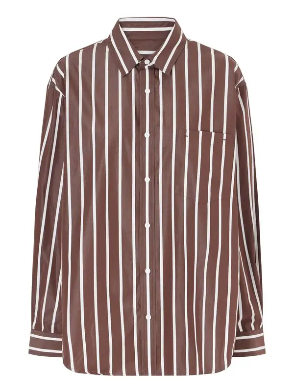 Matteau Striped Organic Cotton-poplin Shirt - Brown
