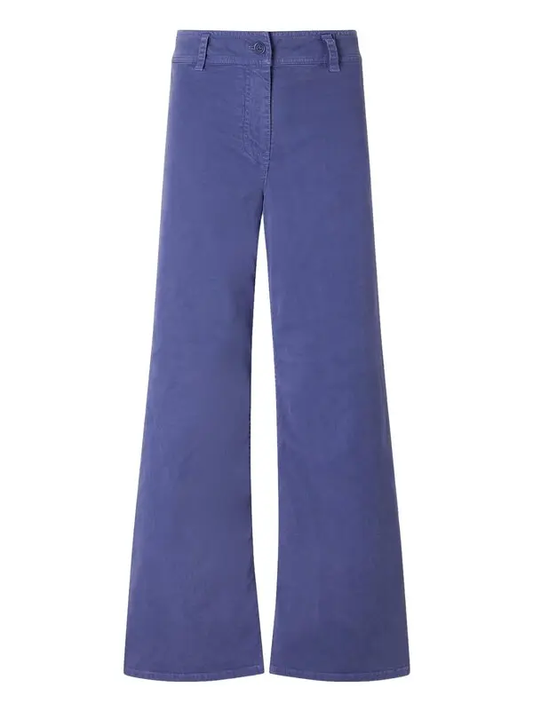 NILI LOTAN Megan Cotton-blend Wide-leg Pants - Blue