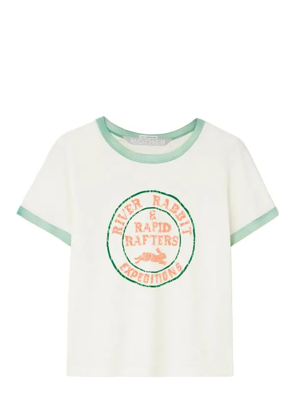 MOTHER Itty Bitty Cropped Flocked Cotton-jersey T-shirt - White