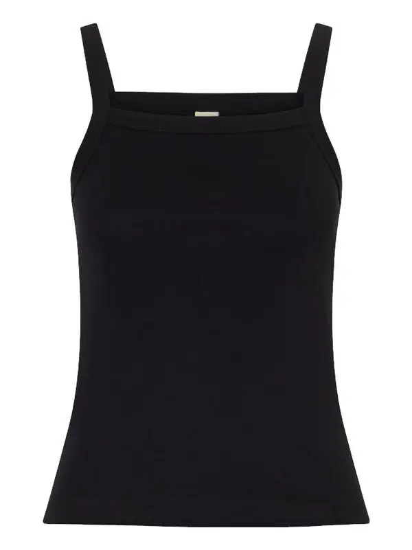 FLORE FLORE Organic Cotton Square Neck Tank Top - Black