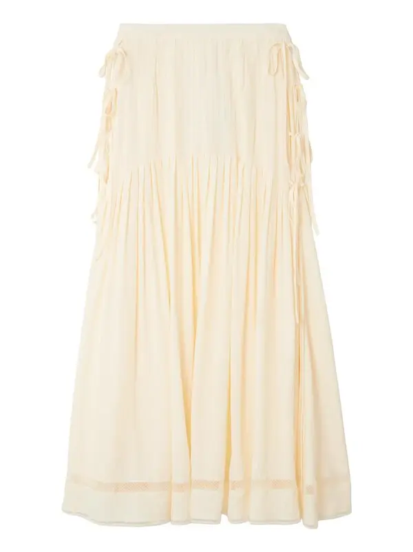 Rabanne Tie-detailed Pleated Midi Skirt - Neutrals