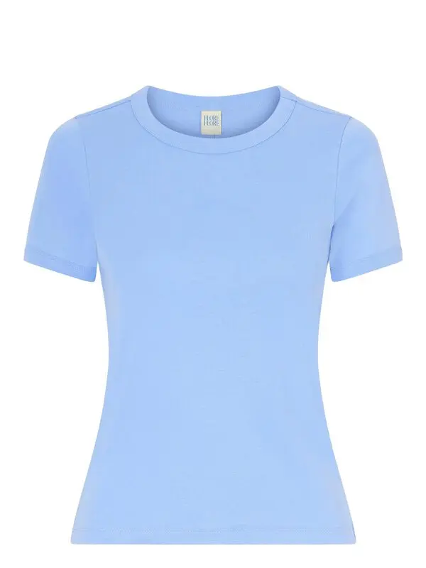 FLORE FLORE Car Ribbed Organic Cotton-jersey T-shirt - Blue