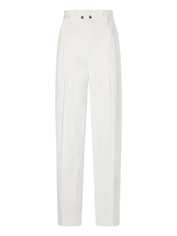 Bottega Veneta Straight-leg Cotton-blend Trousers - White