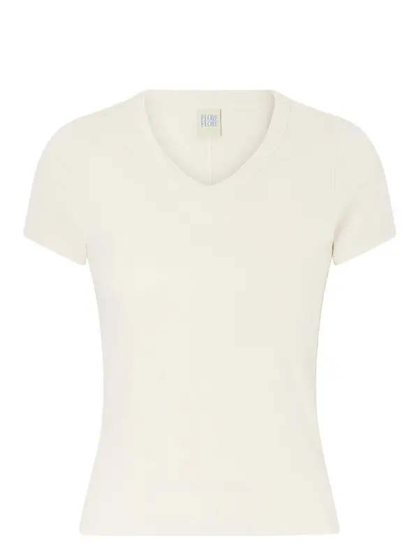 FLORE FLORE Jill Organic Cotton-jersey T-shirt - Neutrals
