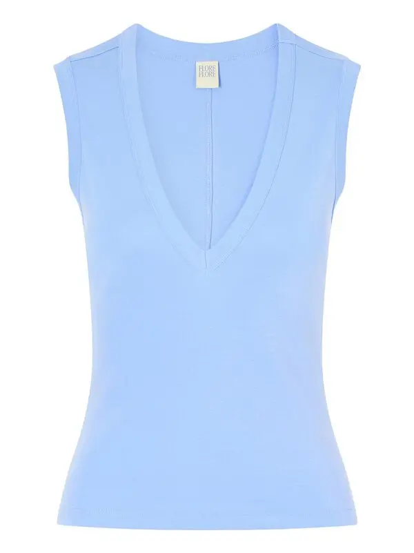 FLORE FLORE Dewi Organic Cotton Jersey Tank - Blue