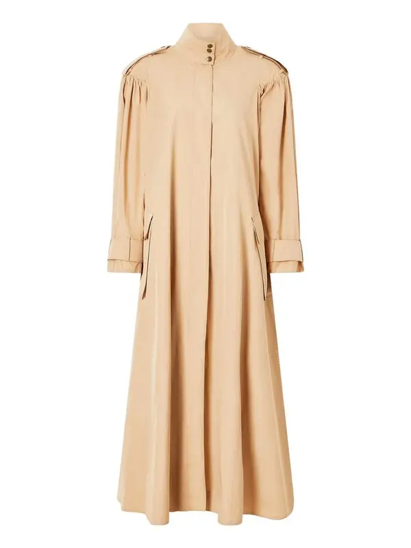 Chloé Ruched Organic Cotton-poplin Trench Coat - Neutrals