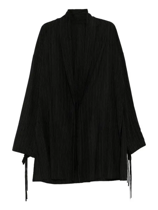 Yohji Yamamoto Striped Drawstring-cuff Jacket - Black