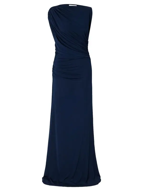 Alex Perry Ruched Draped Jersey Gown - Blue