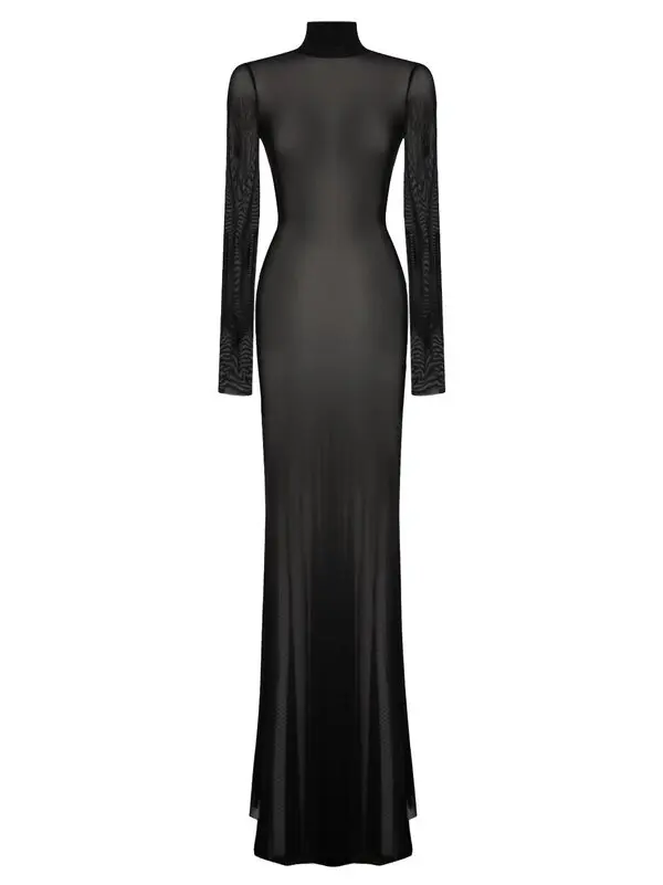 SANCTUMUM Kenza Mesh Maxi Dress - Black