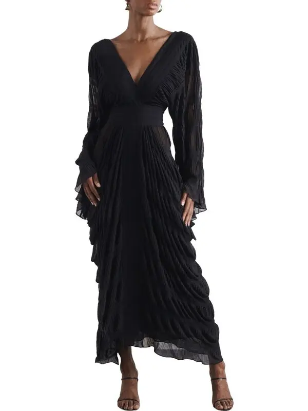 SANCTUMUM Calliope Kimono Evening Dress - Black