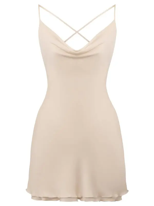 SANCTUMUM Citadel Slip Mini Dress With Ruffle Hem - White