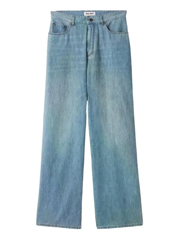 Miu Miu Chambray Wide-leg Pants - Blue
