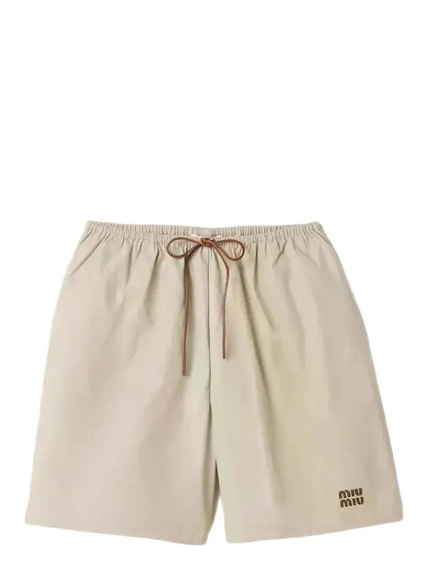 Miu Miu Panama Cotton Bermuda Shorts - Neutrals