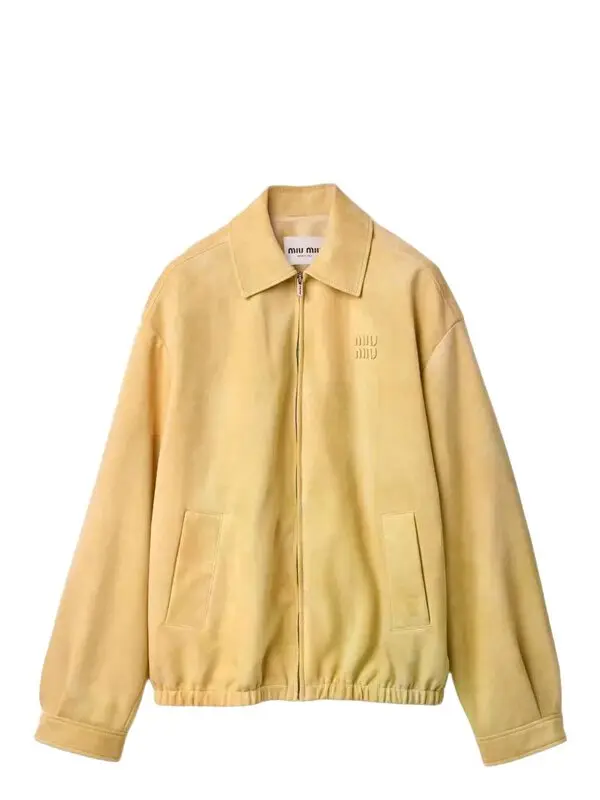 Miu Miu Waxed Suede Blouson Jacket - Yellow