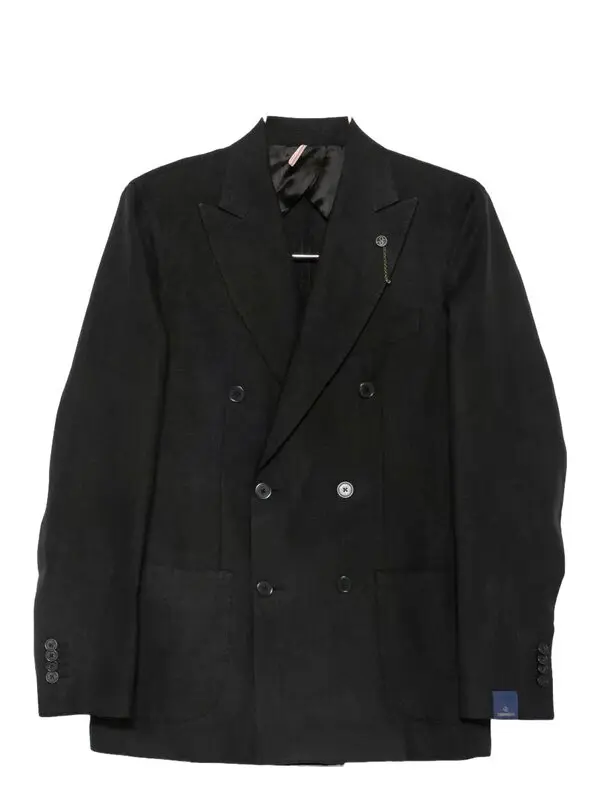 SANTANIELLO Double-breasted Peak-lapel Suit - Black