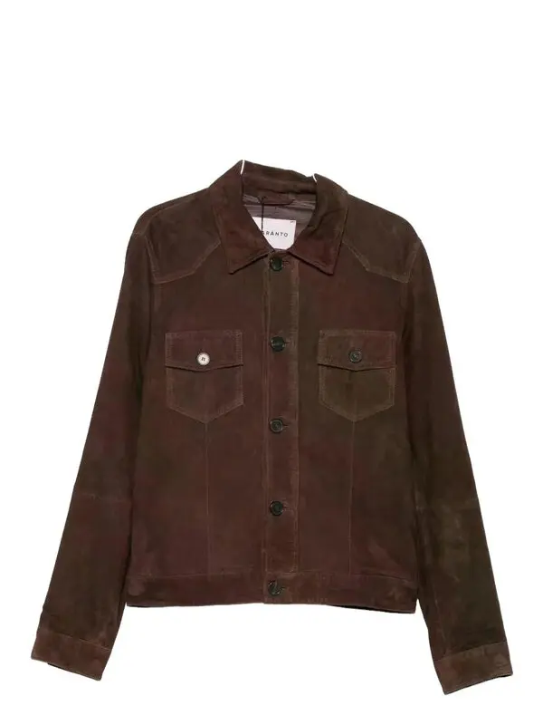 AMARANTO Button-up Suede Jacket - Brown