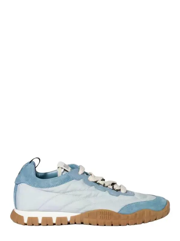 Miu Miu Technical Fabric And Suede Lace-up Sneakers - Blue