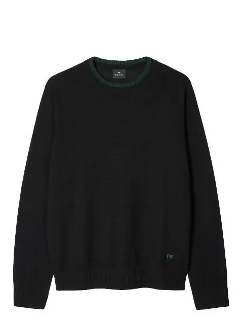 Paul Smith Merino Wool Sweater With Contrast Collar - Black