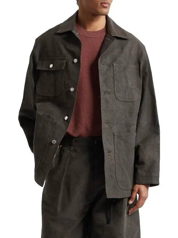 SONG FOR THE MUTE Cotton Moleskin Barn Jacket - Black
