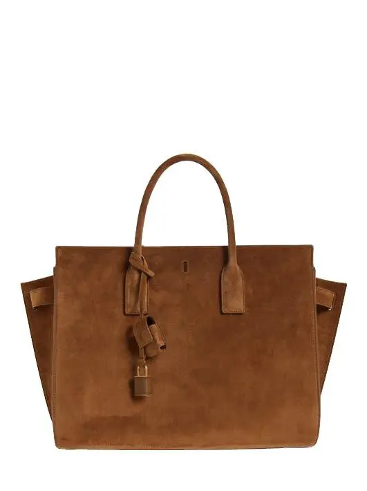 Saint Laurent Sac De Jour Suede Tote - Caramel Cognac