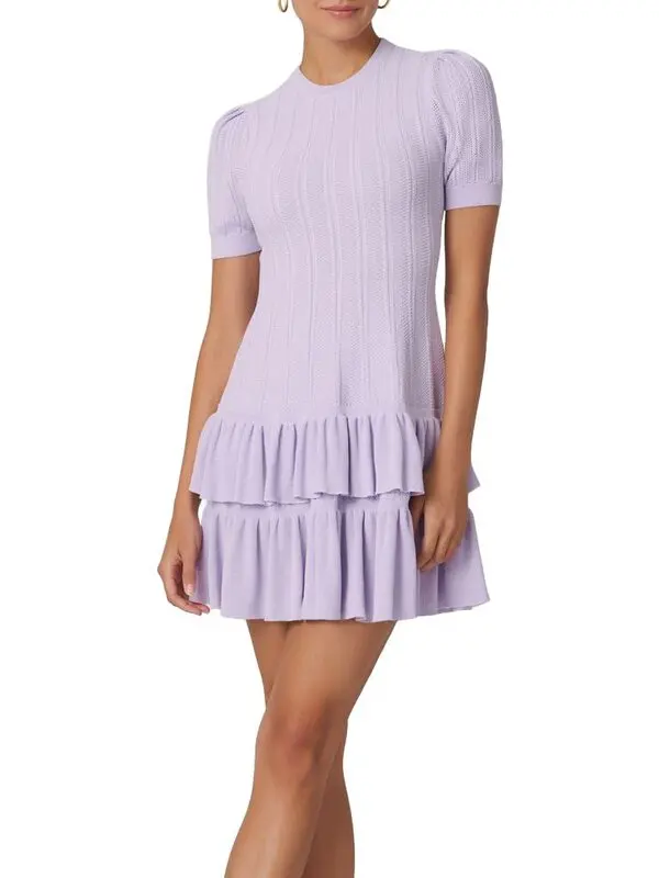Shoshanna Pointelle Knit Mini Dress - Lilac