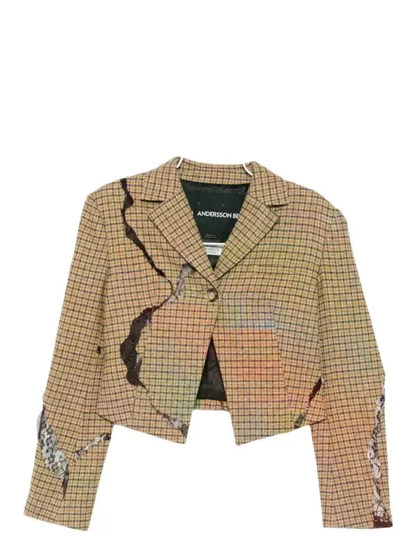 Andersson Bell Plaid Cut-out Blazer - Neutrals