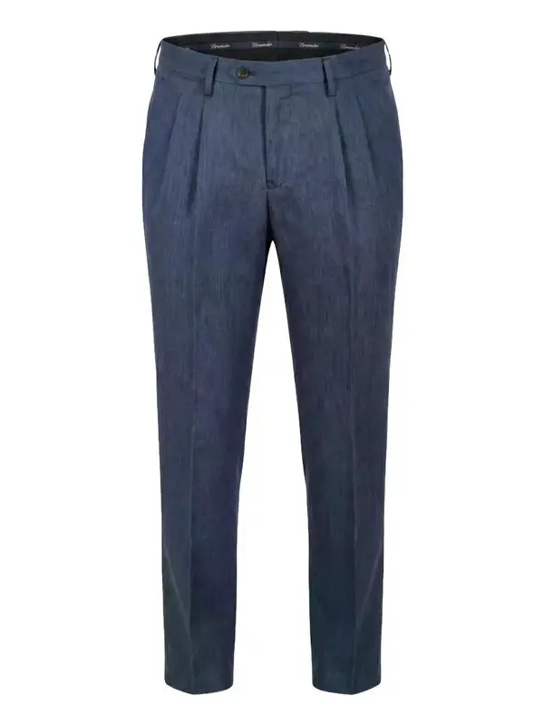 DRUMOHR Pleated-front Tapered-leg Trousers - Blue