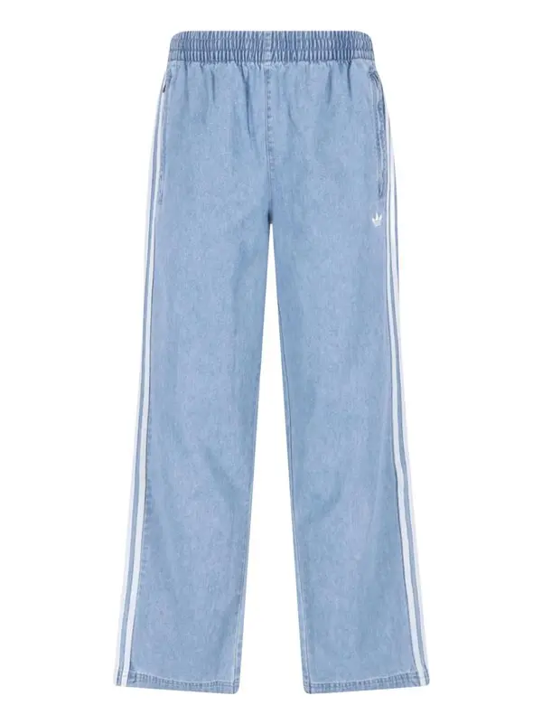 Adidas Straight Leg Jeans With Iconic Stripes - Blue