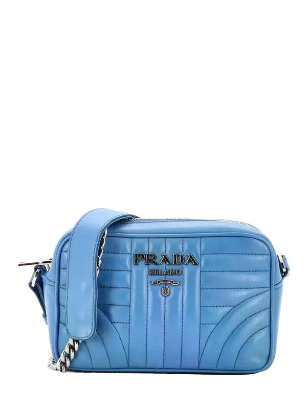 Prada Quilted Leather Mini Camera Bag - Blue