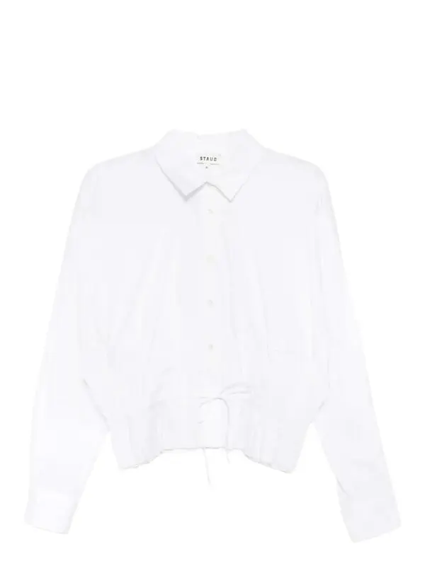 Staud Drawstring Frayed Shirt - White