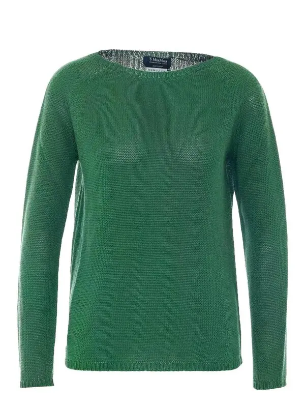 Max Mara Linen Boat Neck Sweater - Green