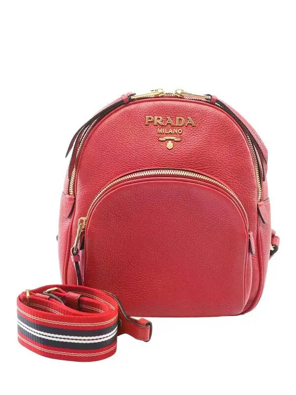 Prada Vitello Daino Backpack - Red