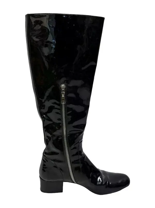 Saint Laurent Patent Leather Knee-high Boots - Black