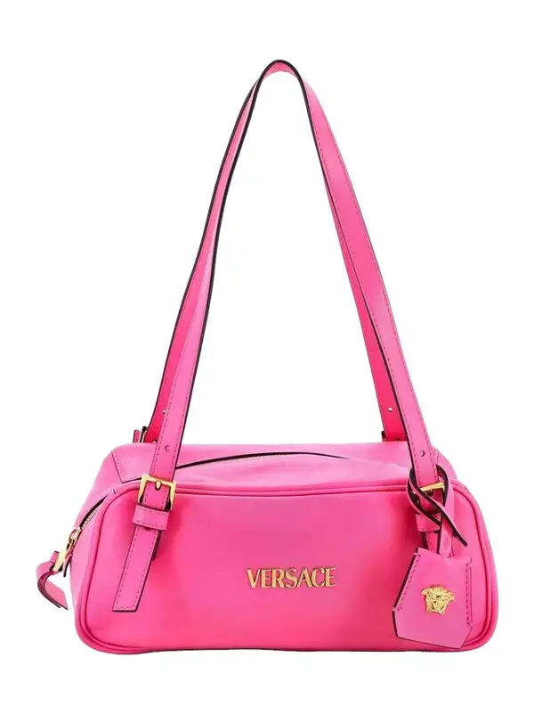 Versace Leather Shoulder Bag With Tag Detail - Pink