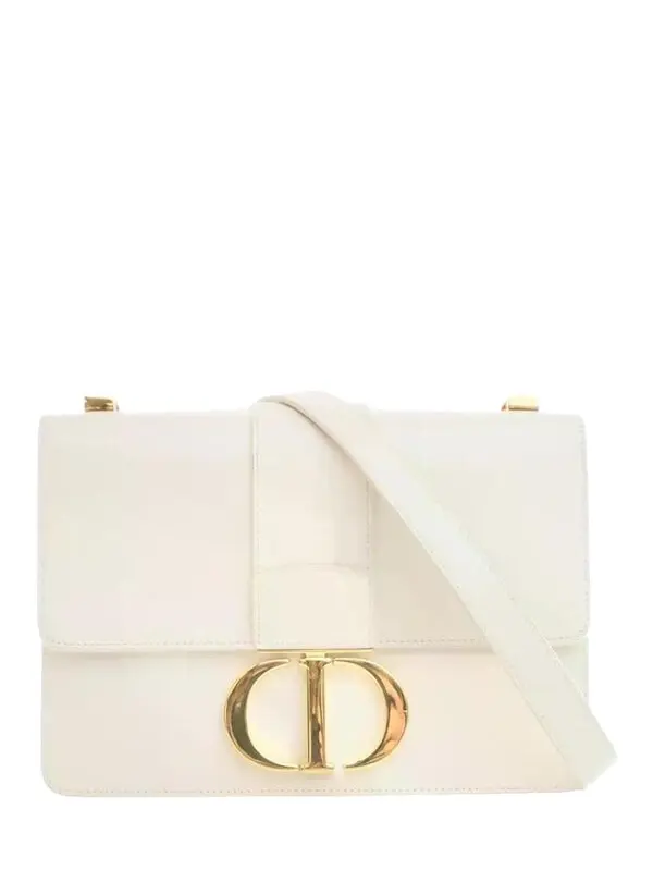 Dior Leather 30 Montaigne Flap Crossbody Bag - White